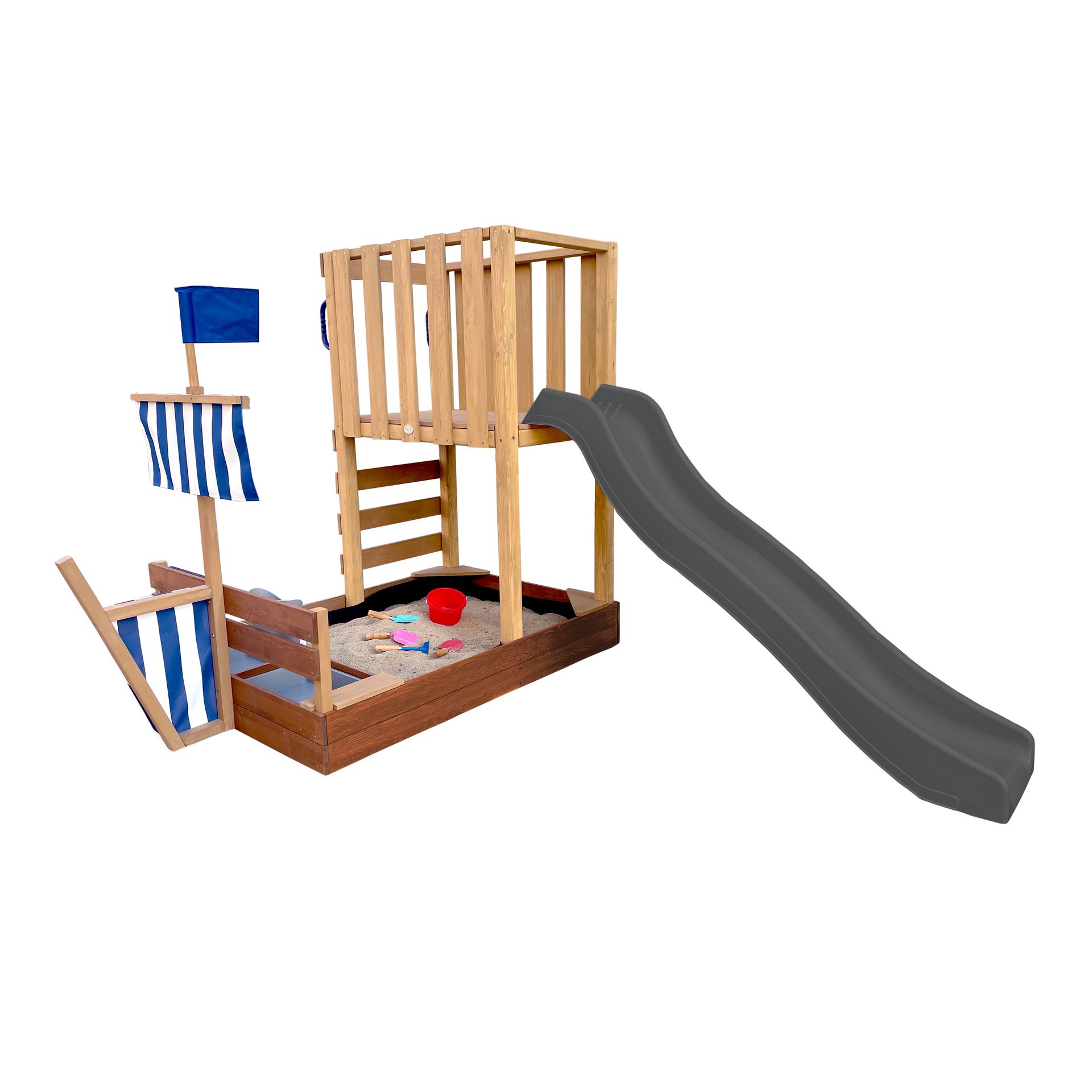 AXI Vicky Climbing Frame with Sandbox, Play Kitchen & Chalkboard – Grey ...