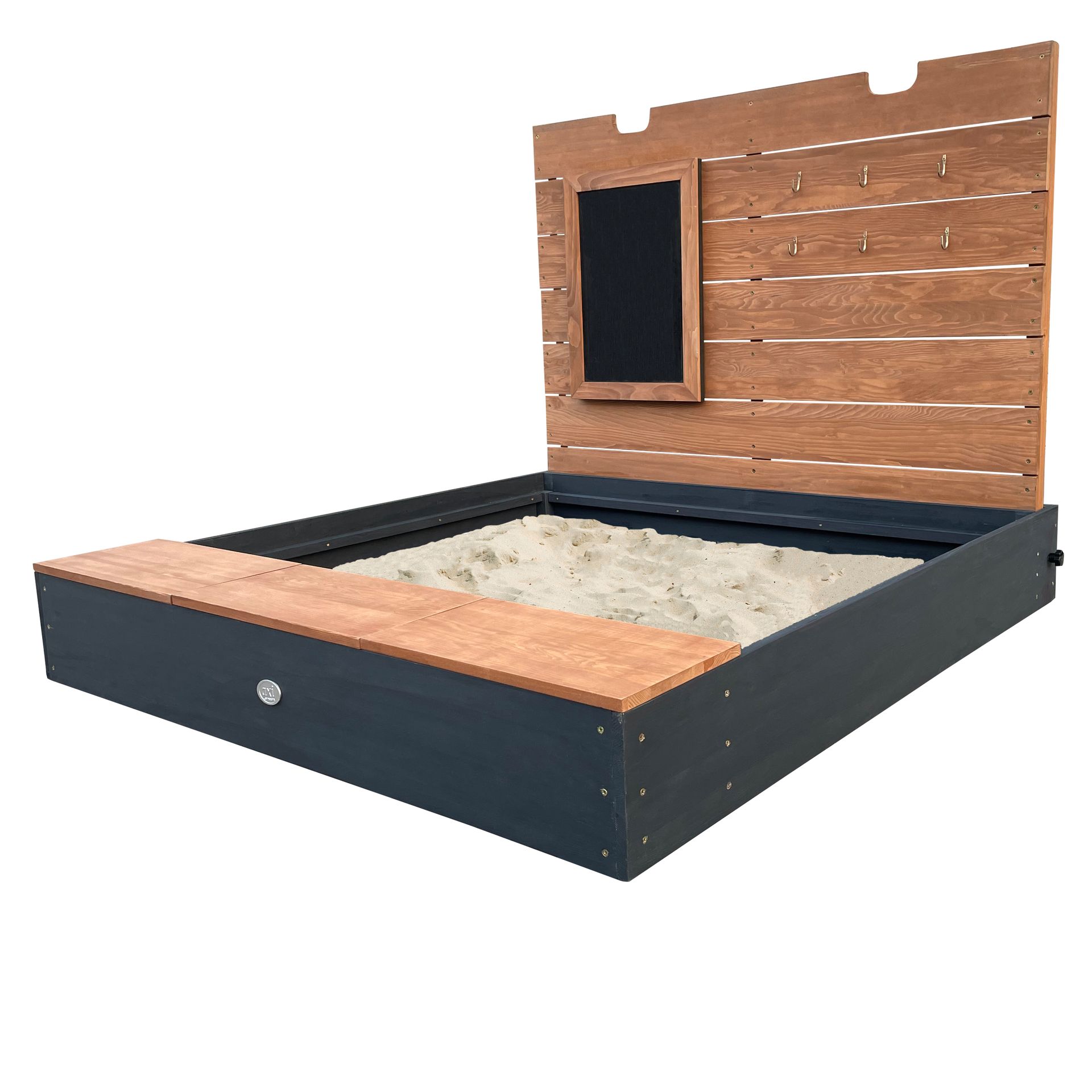 AXI Mandy XL sandbox 130 x 120 cm with storage and lid Anthracite/brown ...