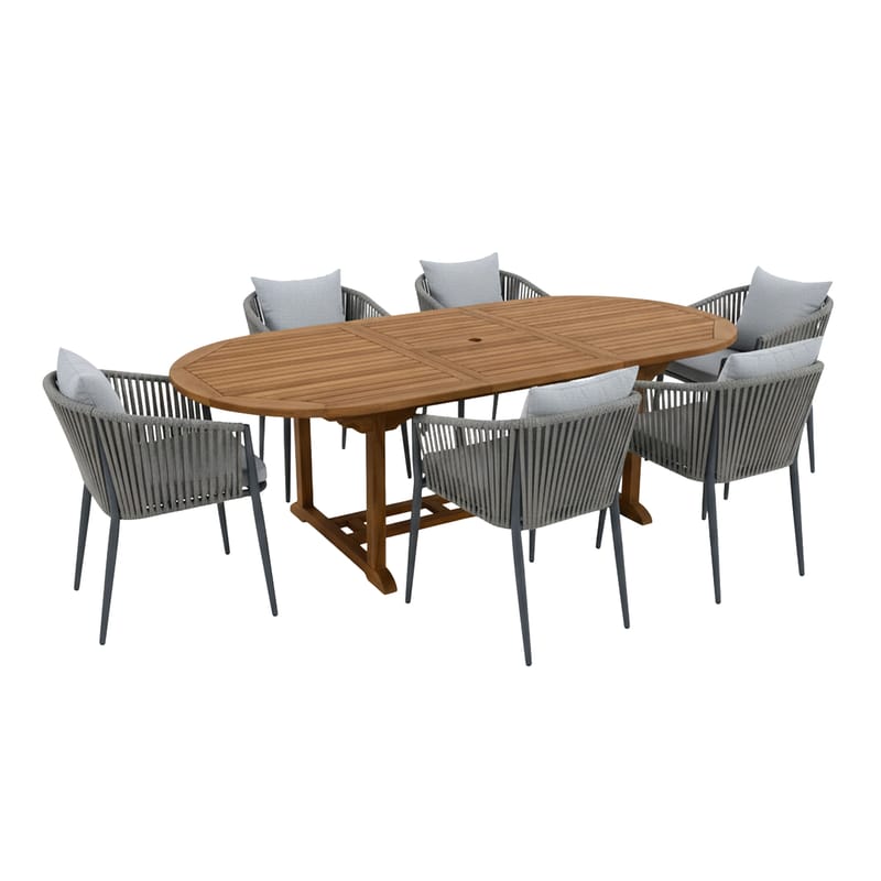 AXI Marzi/Faye 180-240 cm Dining Garden Set 7-piece Teak/Anthracite ...